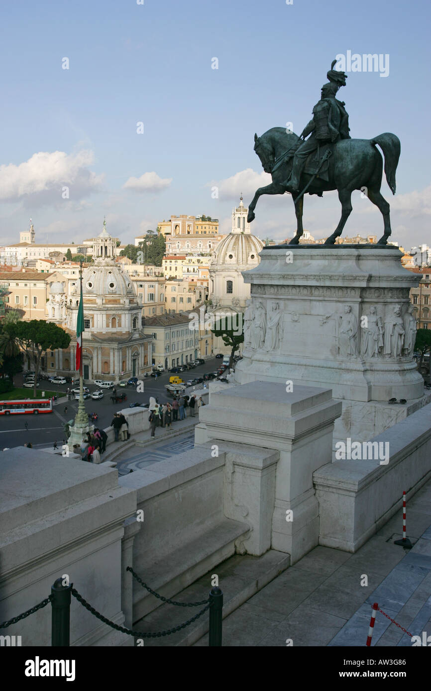Ancient stone architecture and huge bronze statues at the famous Roman ...