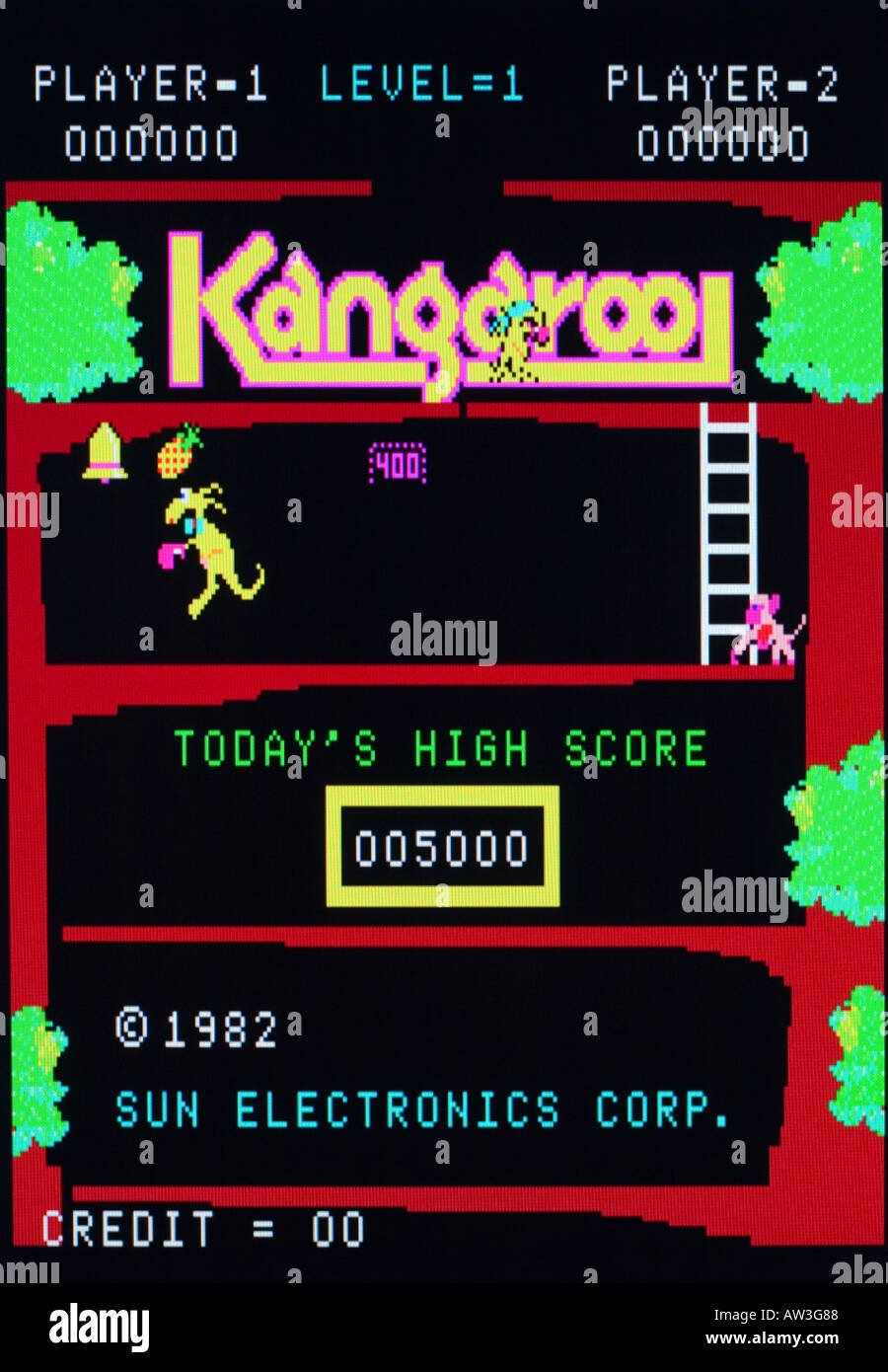 Kangaroo Sun Electronics 1982 Vintage arcade videogame screen shot ...