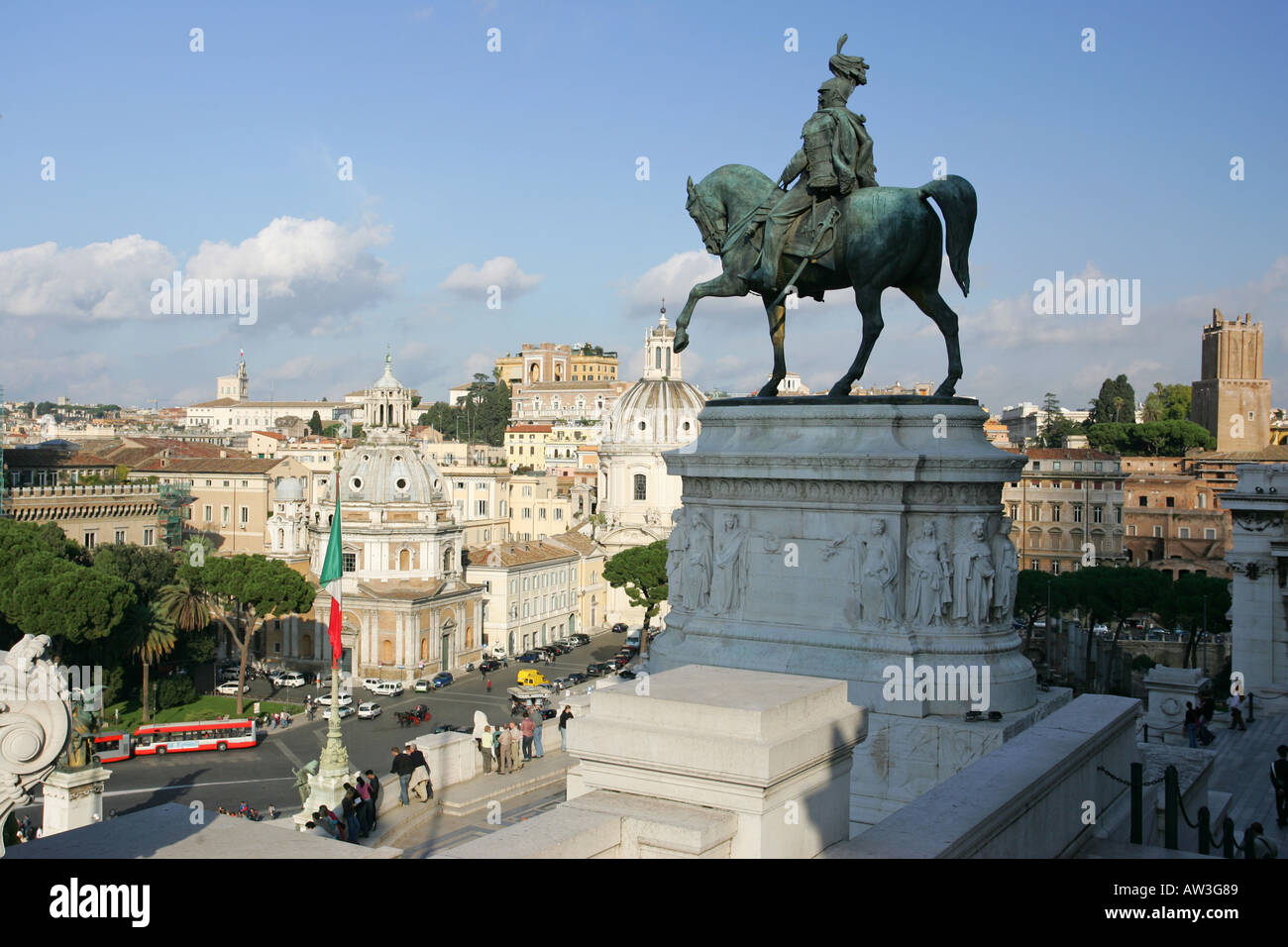 Closeup of one of the famous giant Roman bronze statues in the Piazza ...