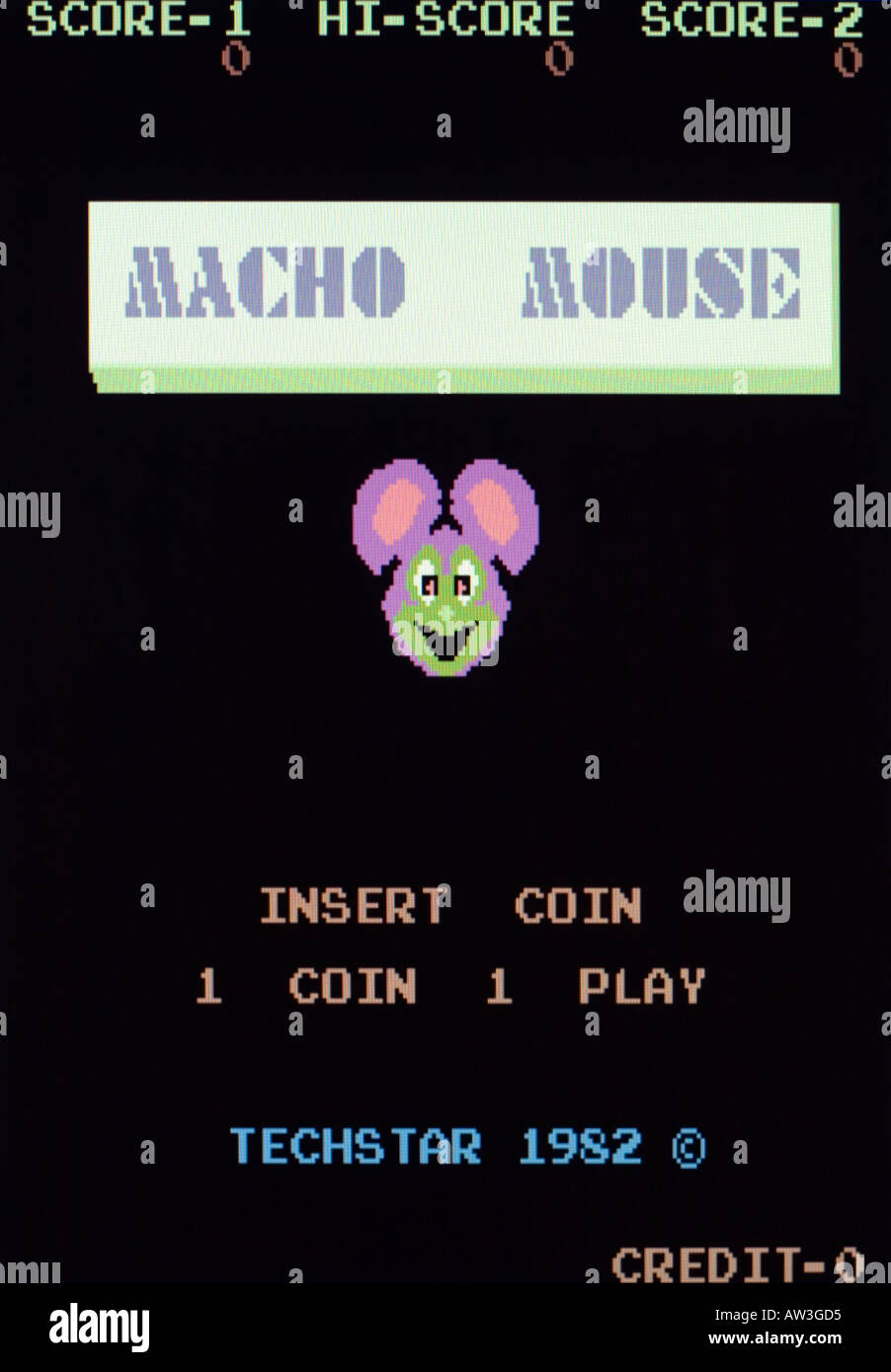 Macho Mouse Techstar 1982 Vintage arcade videogame screen shot ...