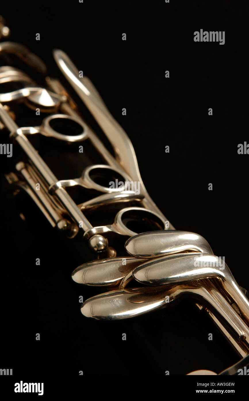 close up detail of a woodwind clarinet Stock Photo - Alamy
