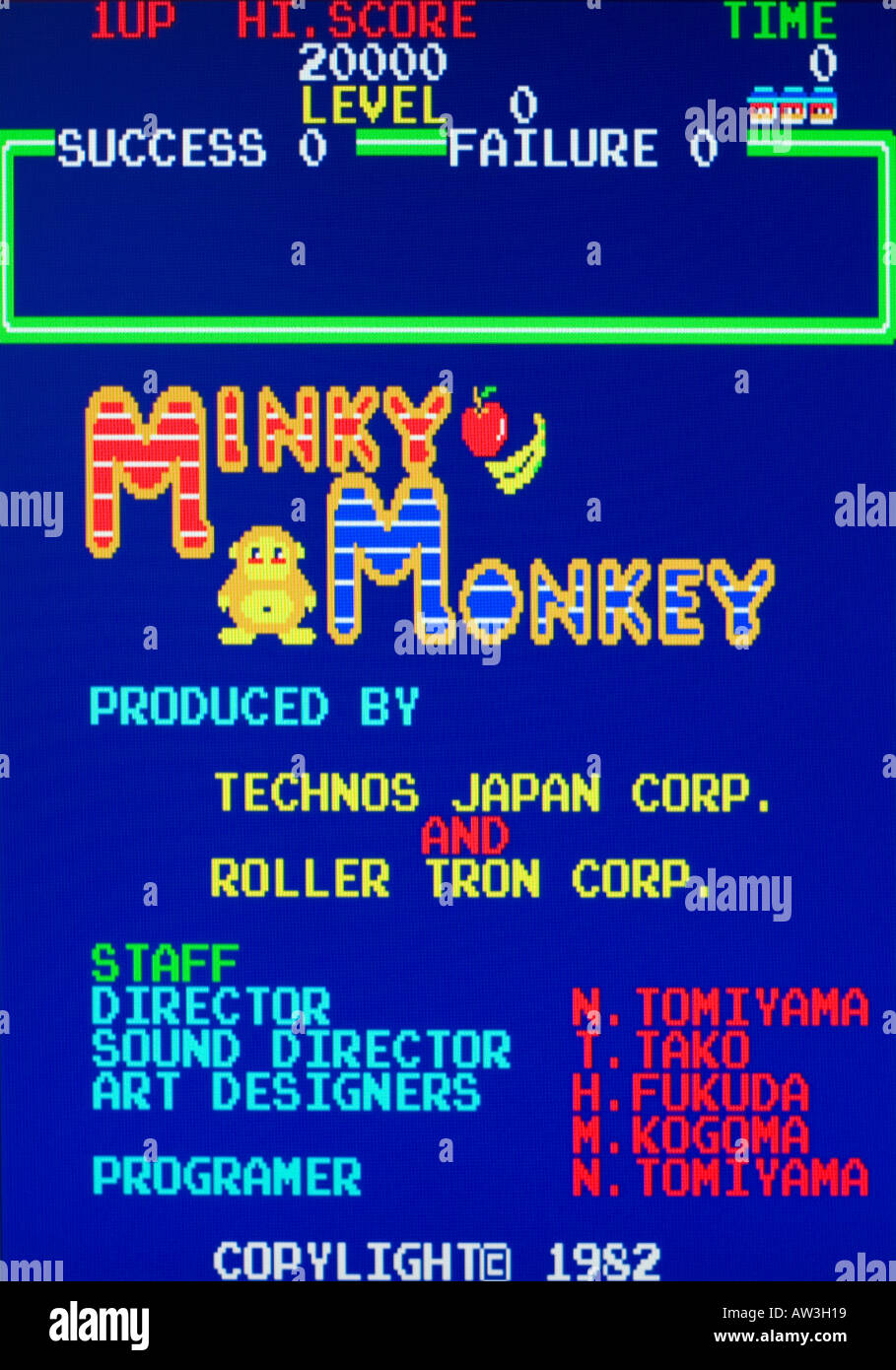 Minky Monkey Technos Japan Corp Roller Tron Corp 1982 Vintage arcade videogame screen shot ...