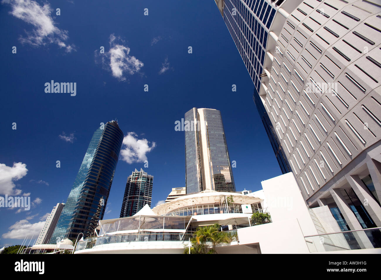 high rise buildings in Brisbane viewed from Riverside promenade Stock ...