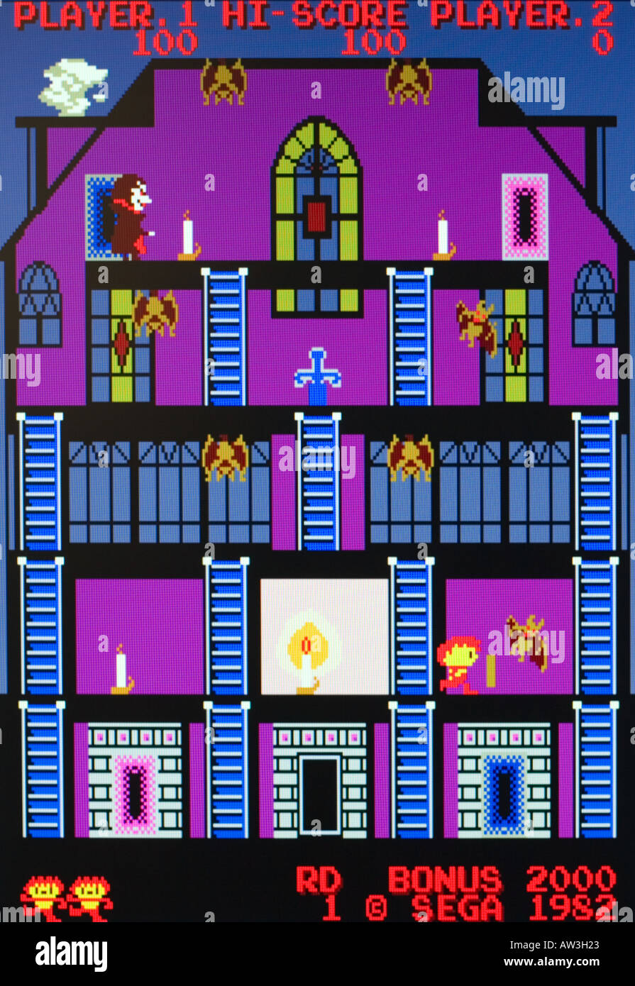 Monster Bash Sega 1982 Vintage arcade videogame screen shot - EDITORIAL ...