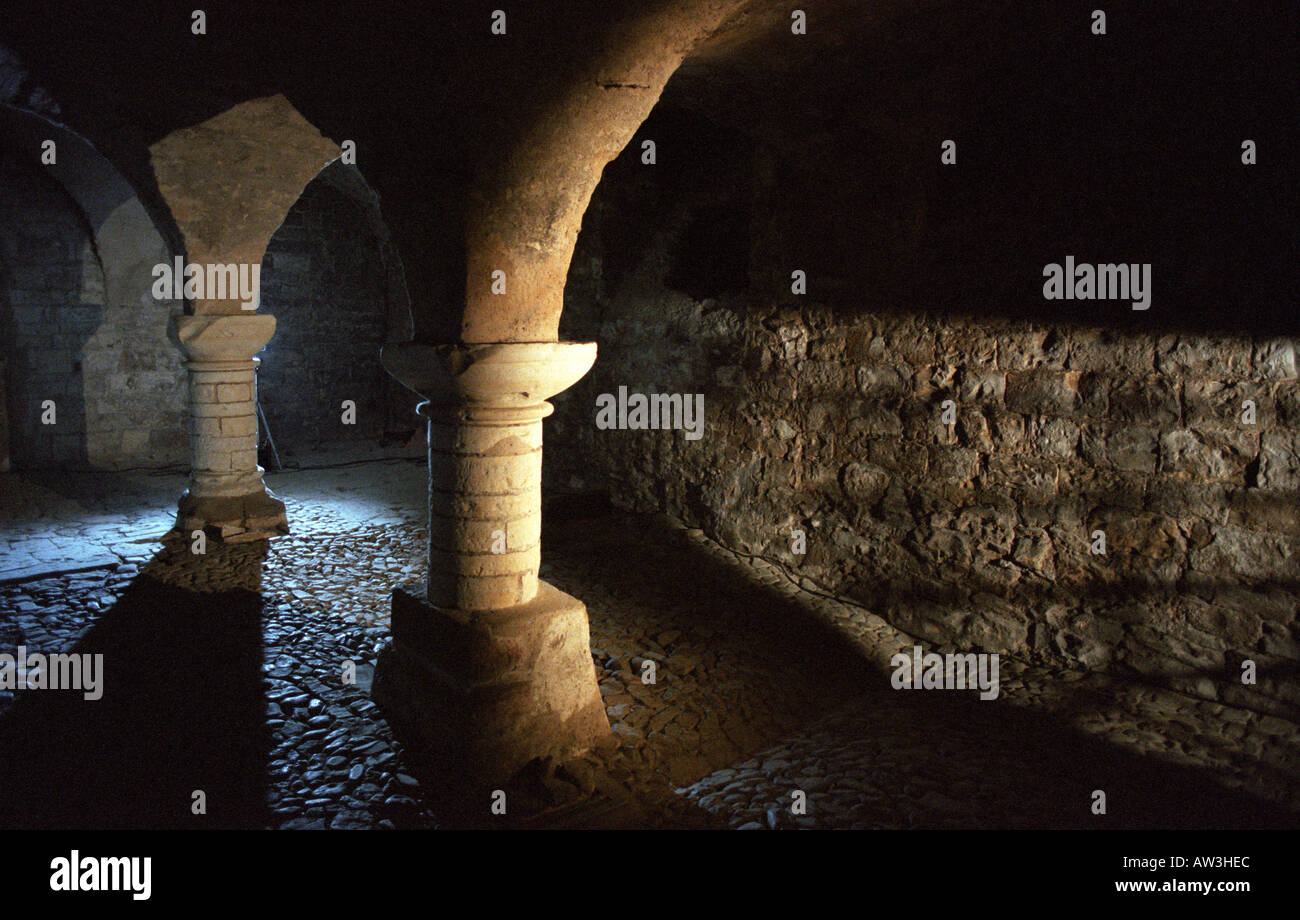 Prague romanic basement Stock Photo - Alamy