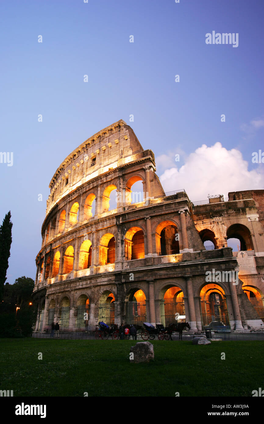 Iconic image of the Colosseum in Rome, a world famous landmark monument ...