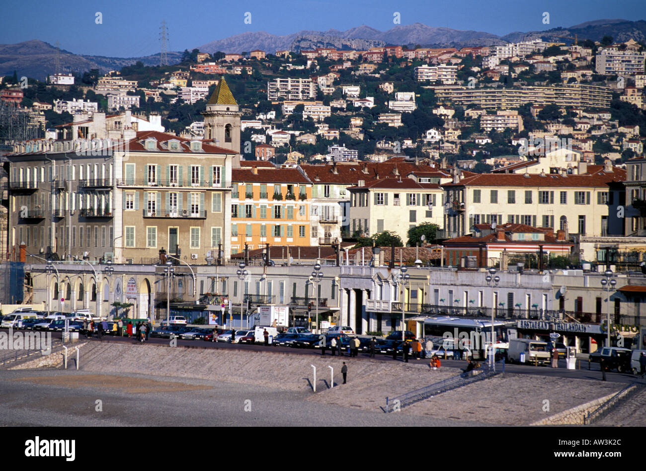 Beach and the Baie Anges, Nice, France Stock Photo - Alamy