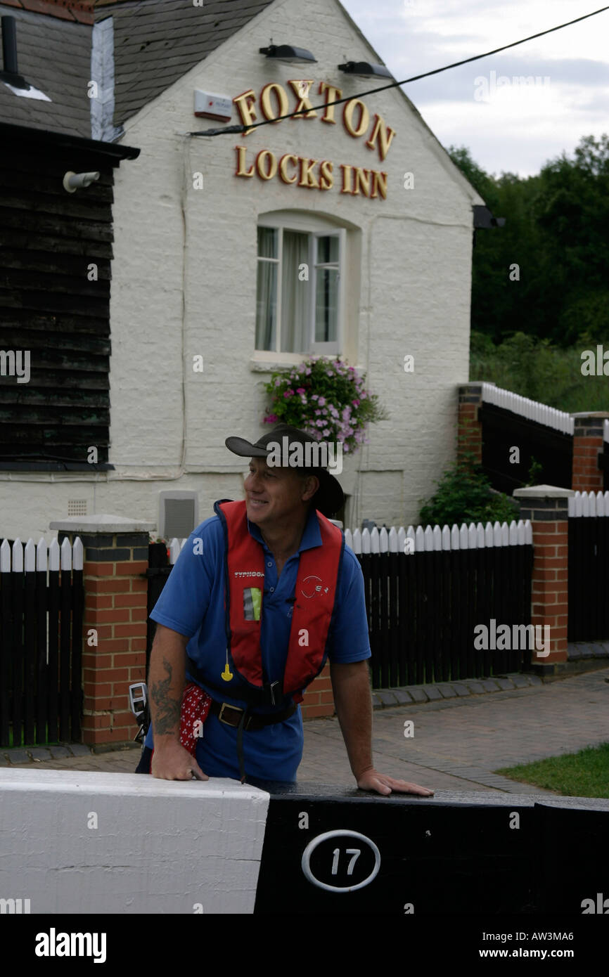 Lock keeper at Foxton Lock Grand Union Canal Stock Photo - Alamy