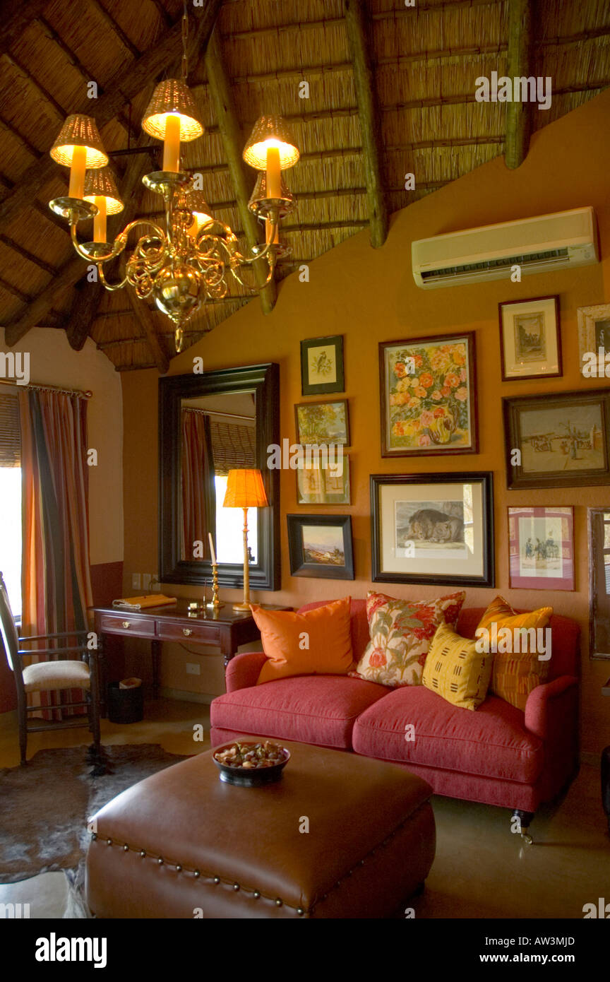 African game lodge luxury interior Stock Photo - Alamy