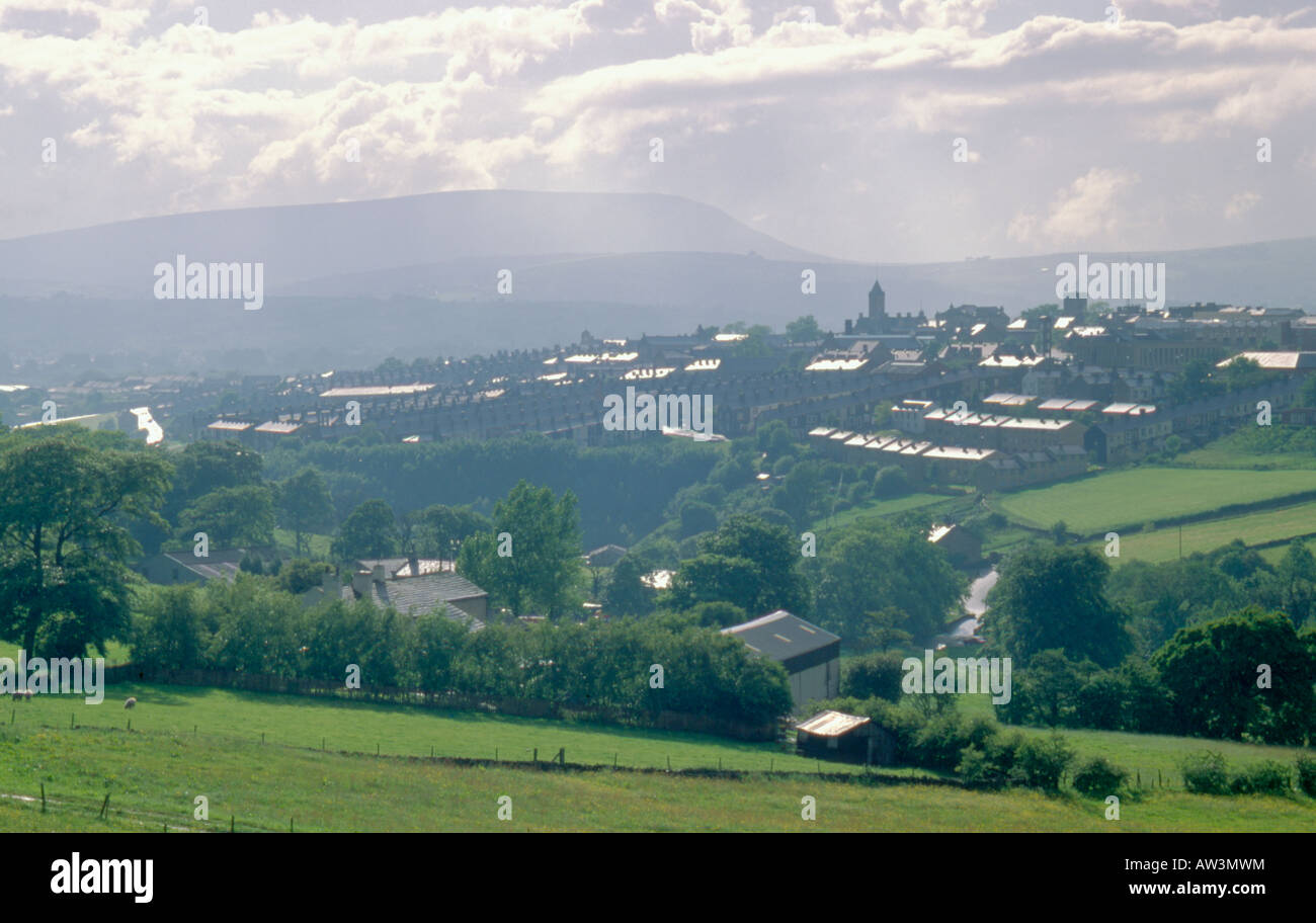 Colne and Pendle Hill, Lancashire, England, UK Stock Photo - Alamy