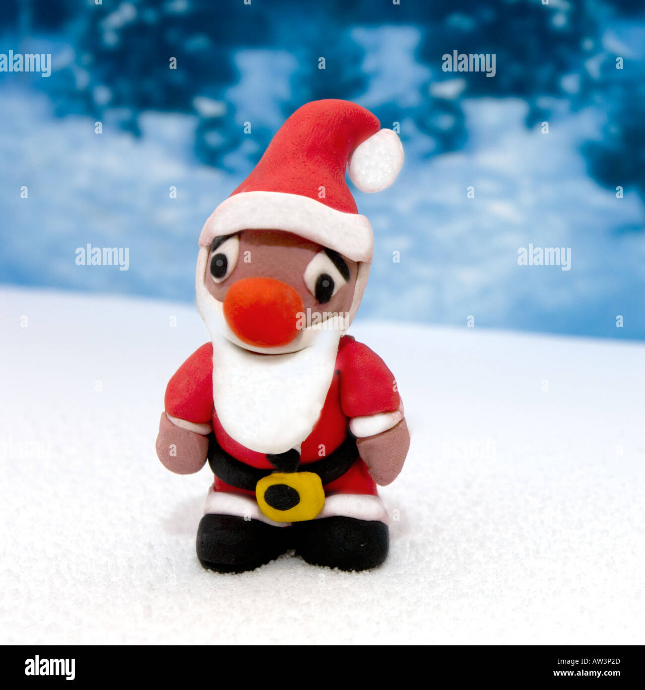 Plasticine childs models of Santa Clause or Father Christmas in a ...