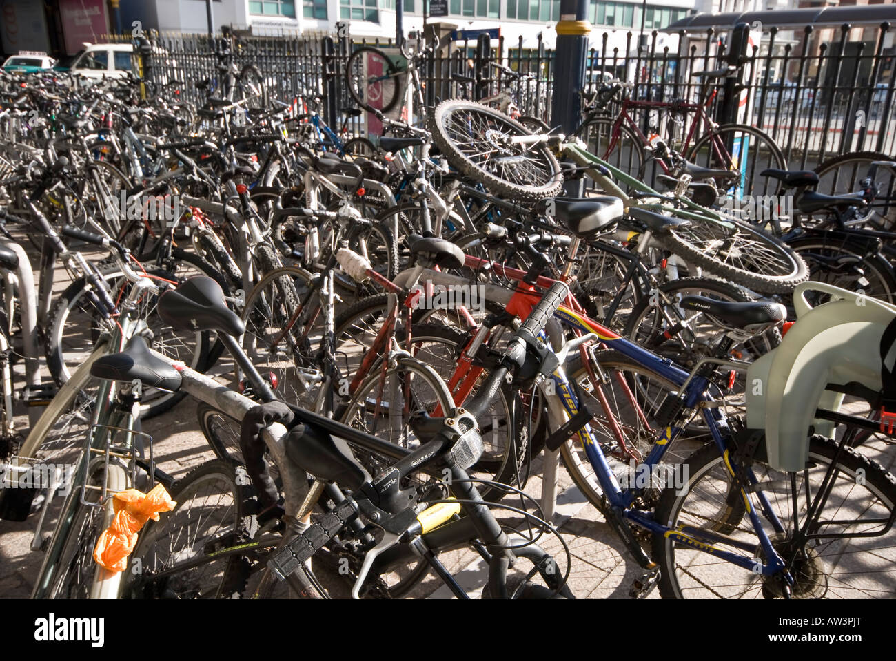 Many Bicycles Bikes Parked Stock Photo - Alamy