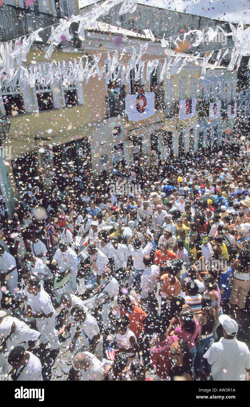 Carnival procession with dancers, drummers and candomble priestesses ...