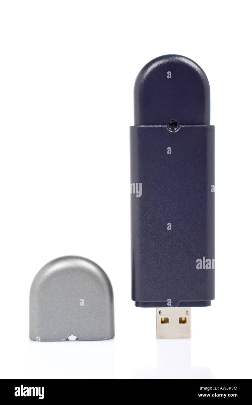 Portable flash usb pen drive memory reflected on white background ...