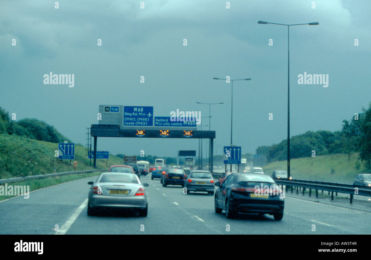 Speed restriction in force on a motorway; M60 Manchester Ring Road ...