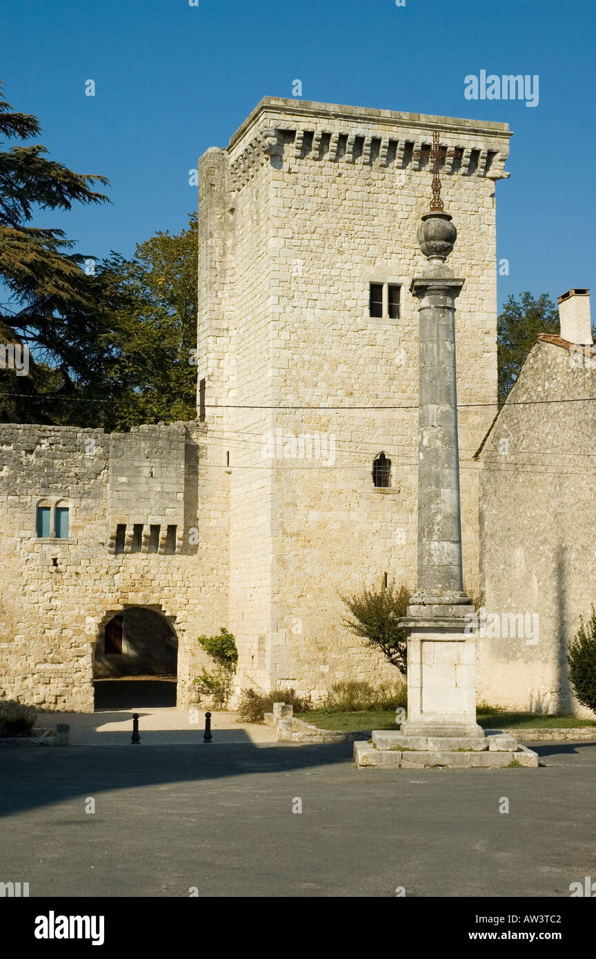 entrance to the chateau remains bastide town of Eymet Dordogne France ...