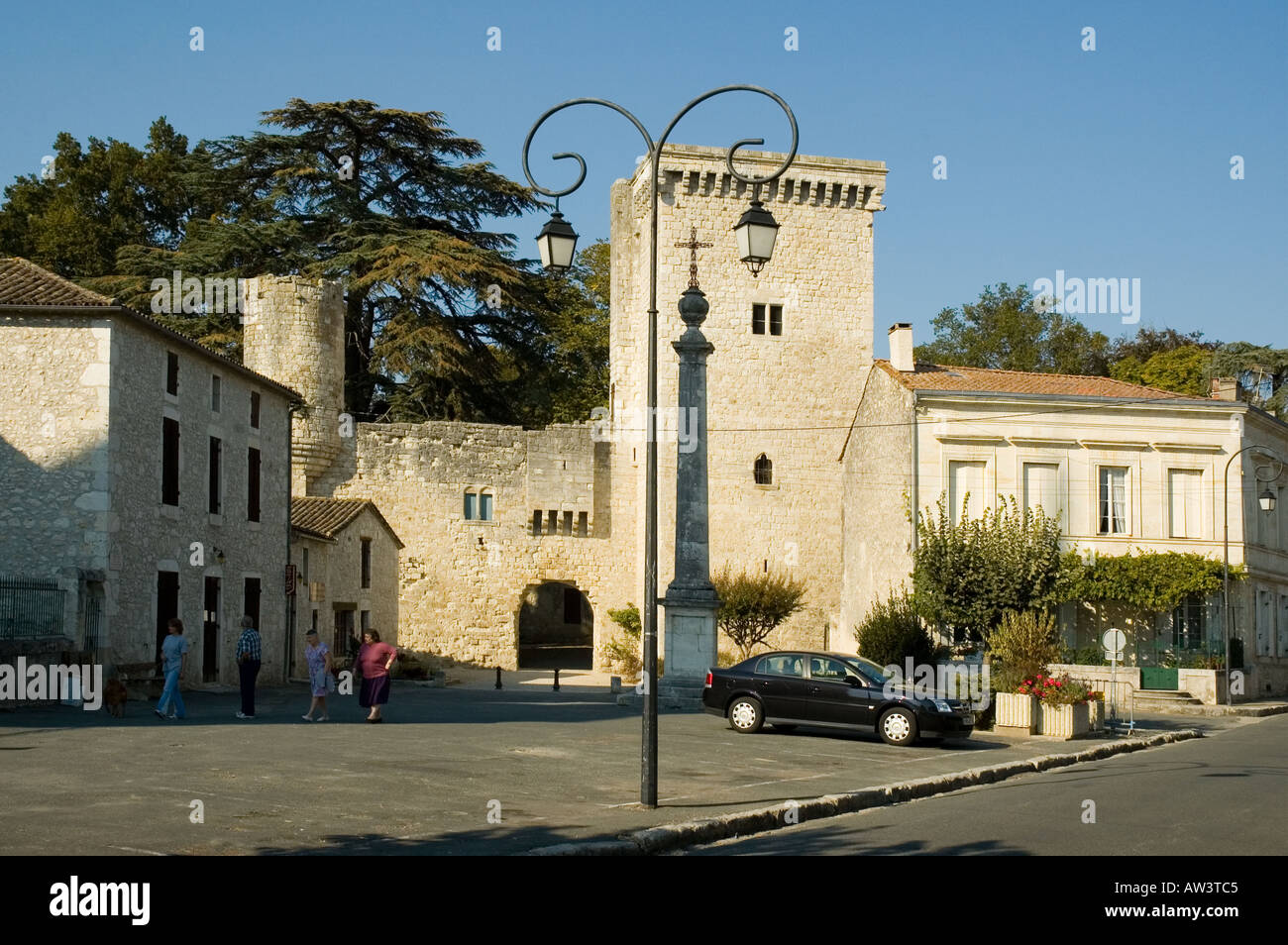 donjon and chateau bastide town of Eymet Dordogne France Europe Stock ...