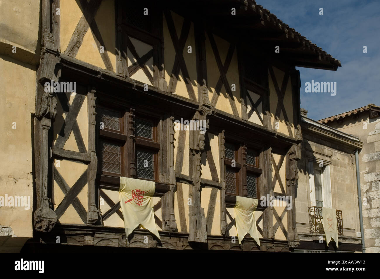 Detail typical medieval half timbered buildings hi-res stock ...