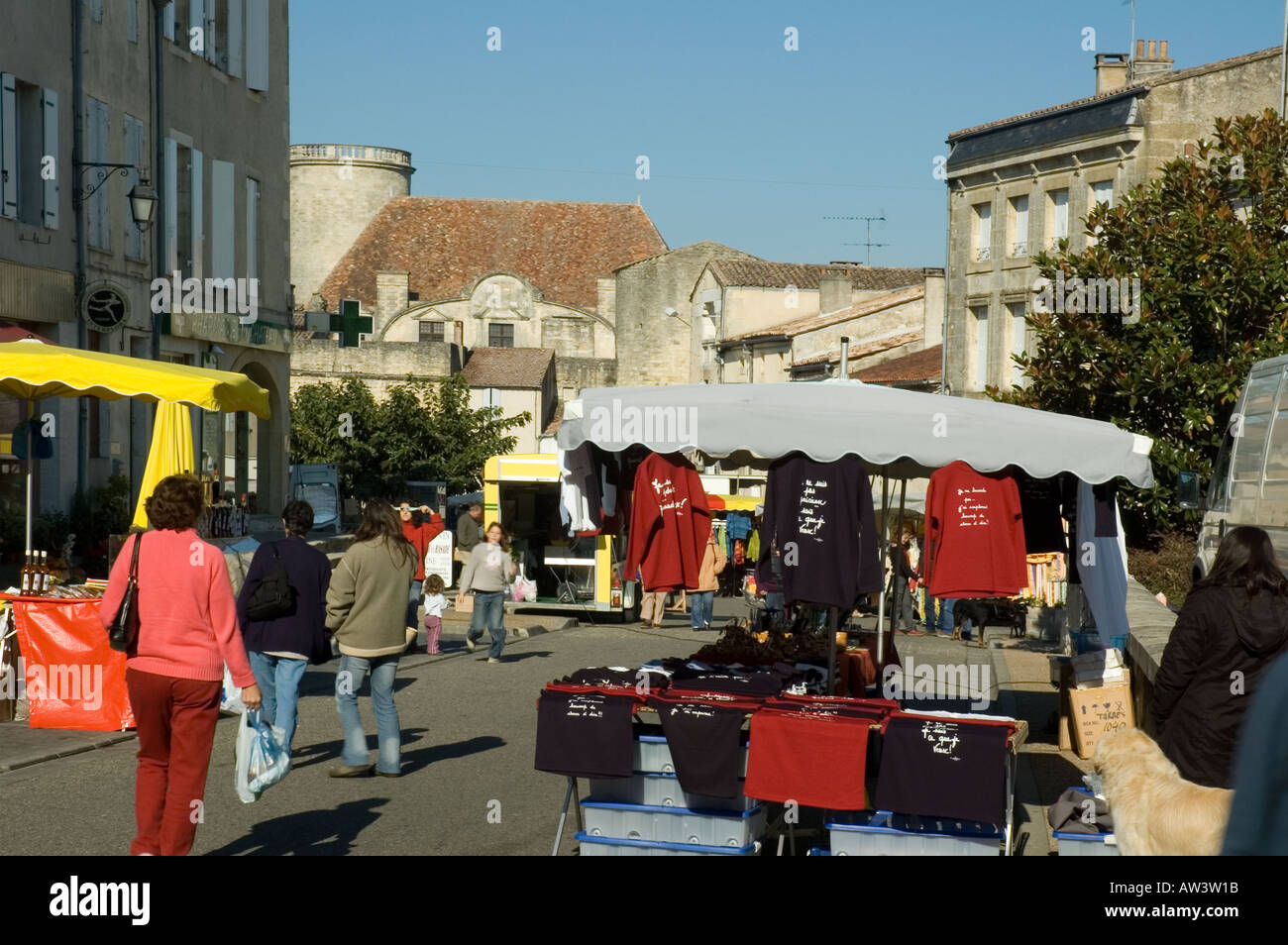 market day in the town of Duras Lot et Garonne France Europe Stock ...