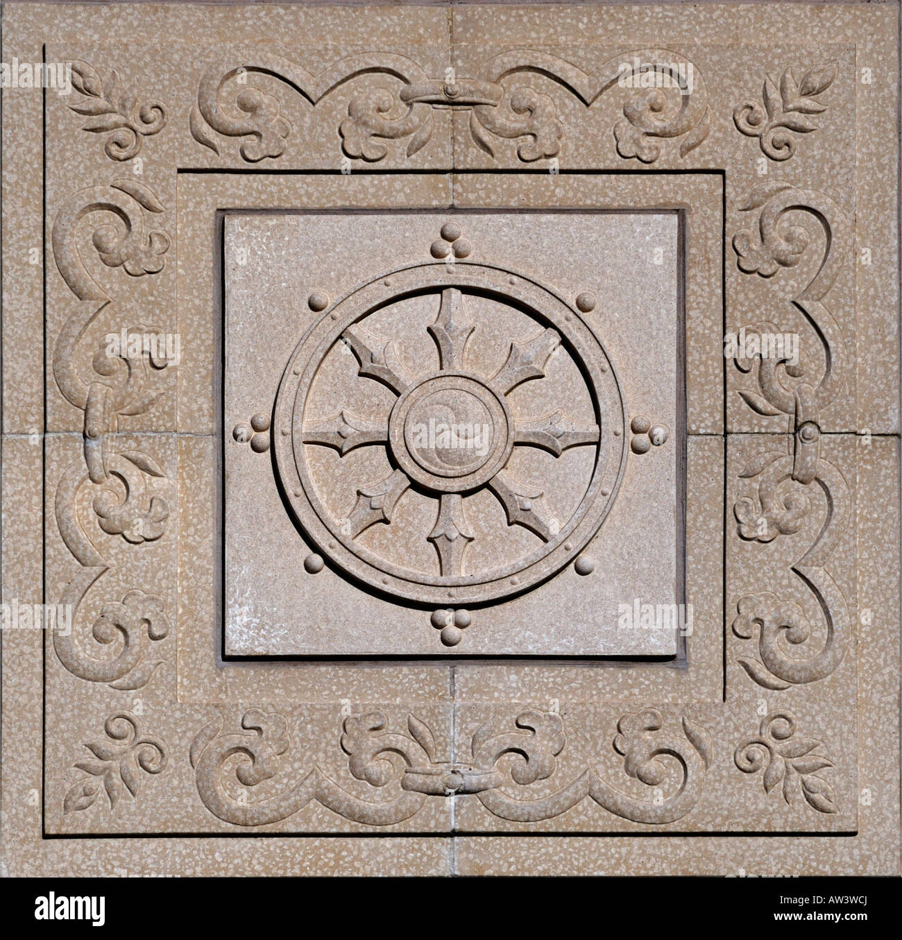 "Precious Wheel" symbol. Manjushri Kadampa Peace Temple, (detail ...