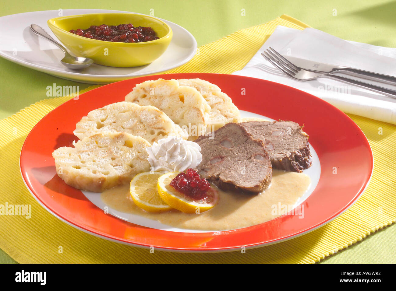 Beef Sirloin with Cream step by step Stock Photo - Alamy
