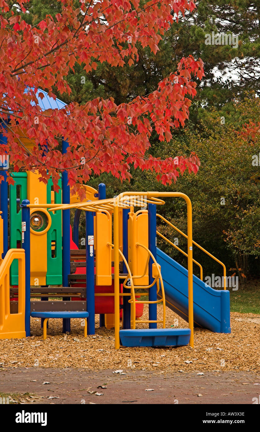 Kid's playground in the fall Stock Photo - Alamy