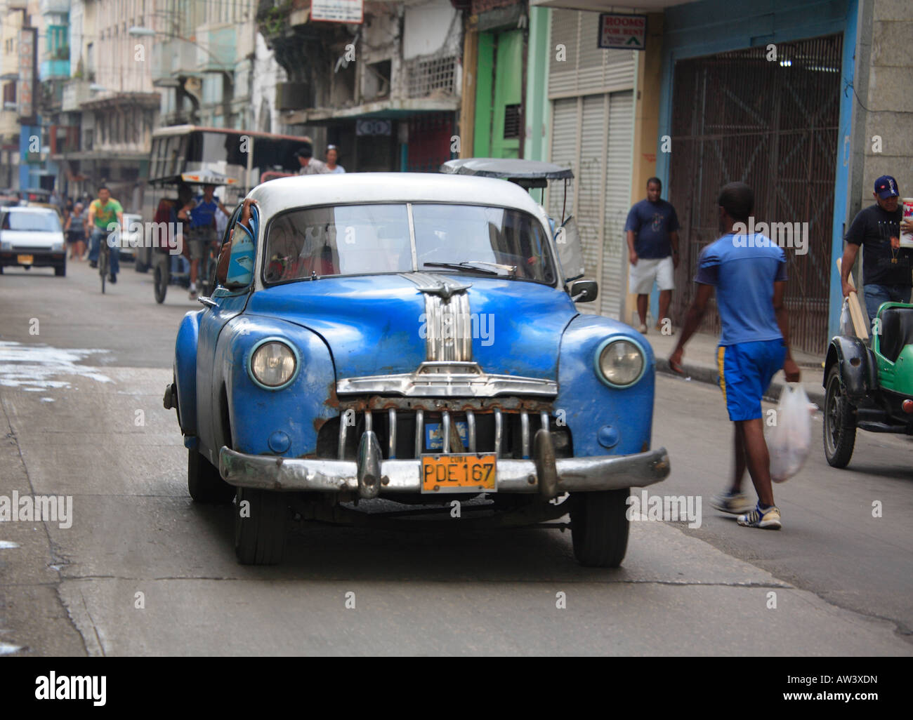 daily life scene in a street of Havana Cuba Stock Photo - Alamy