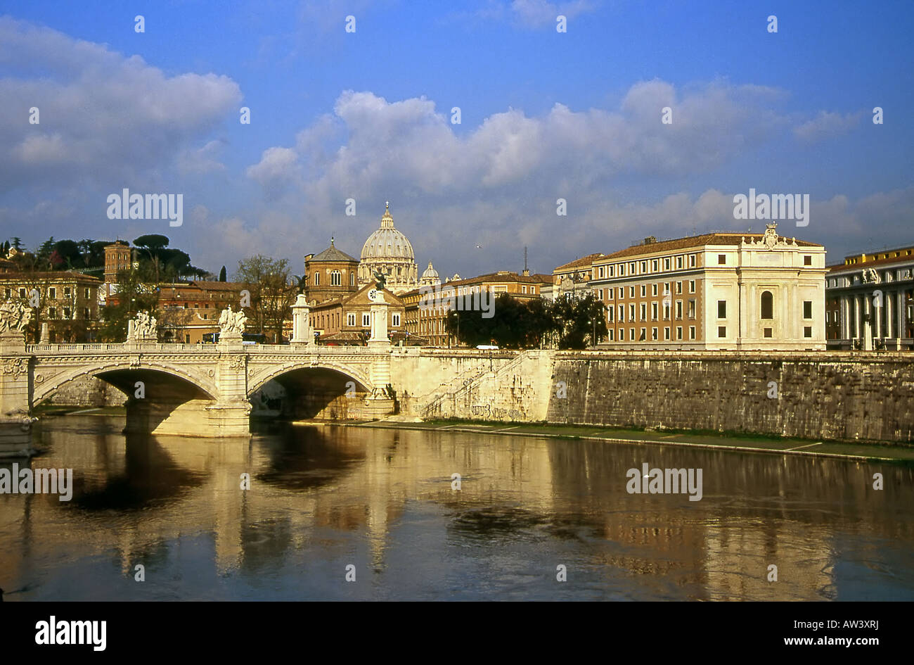 The Vatican and Ponte St Angelo over river Tiber Rome Stock Photo - Alamy