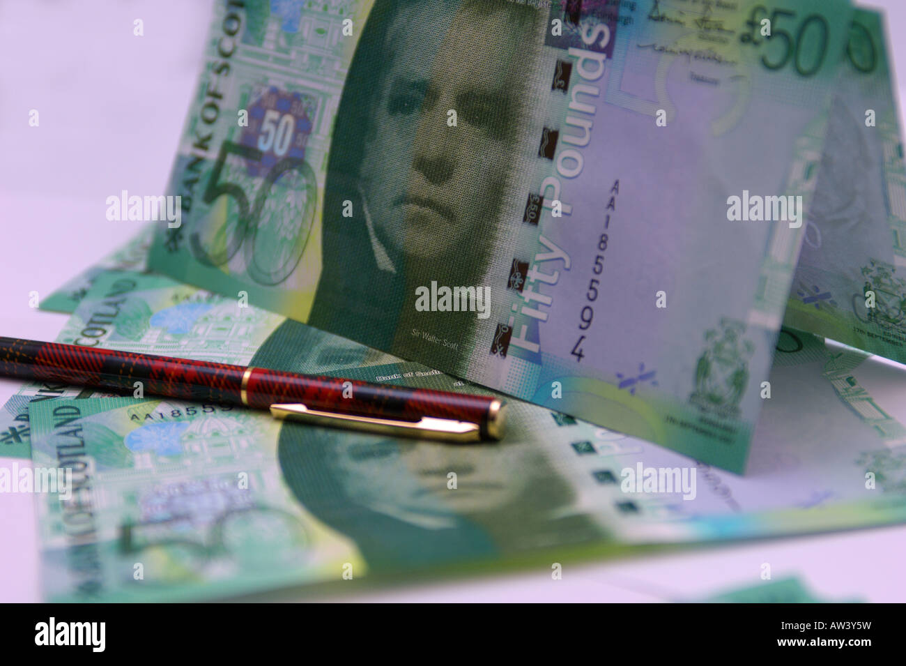 Scottish bank notes stack hi-res stock photography and images - Alamy