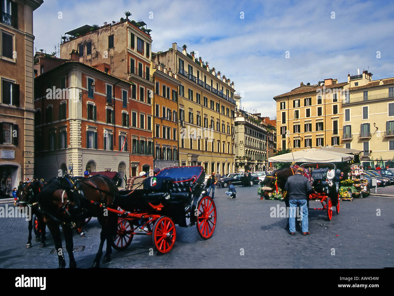 Horse carts in Piazzo Navona, Rome Italy Stock Photo - Alamy