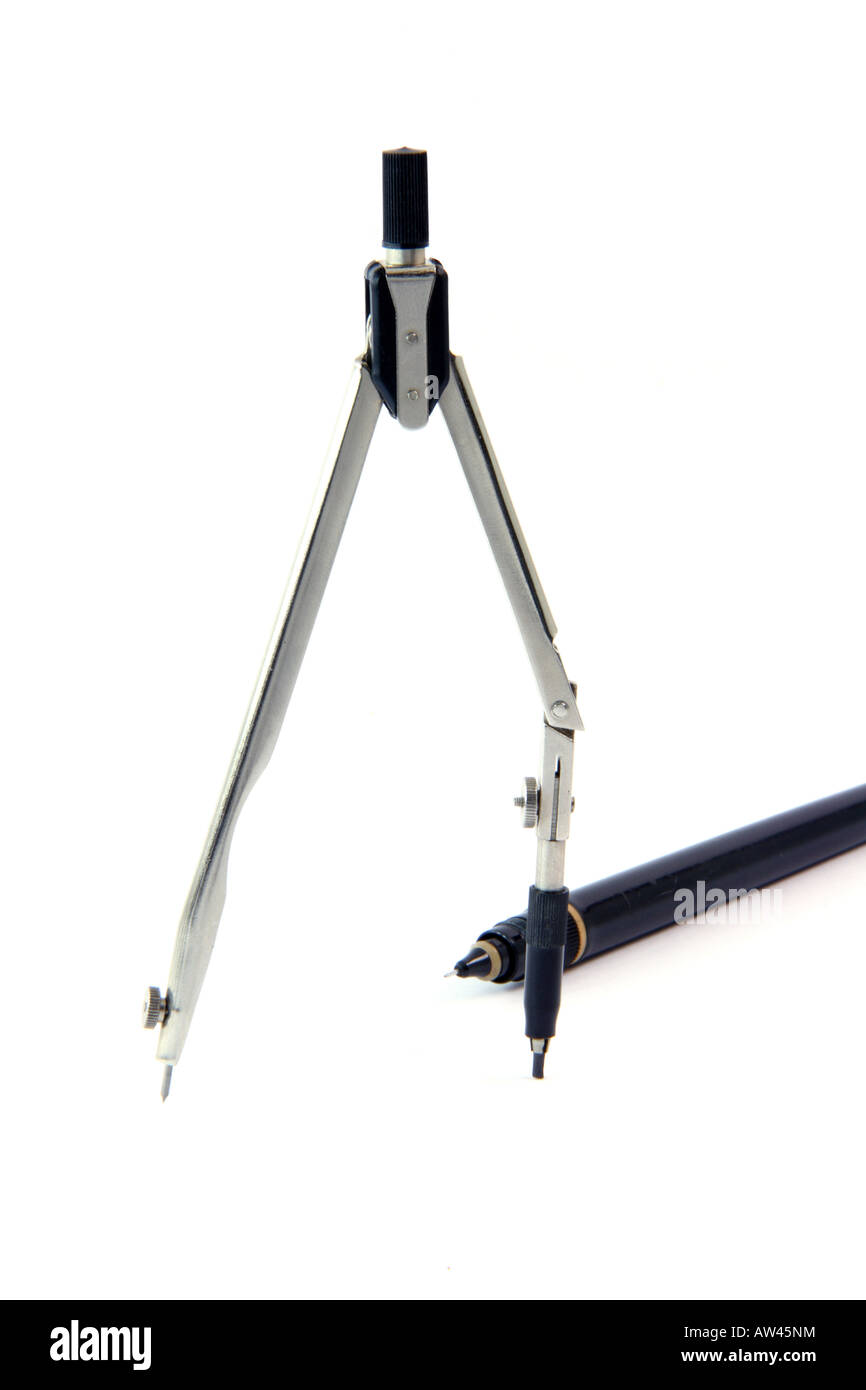 architecture compass and rapidograph isolated on white background Stock ...