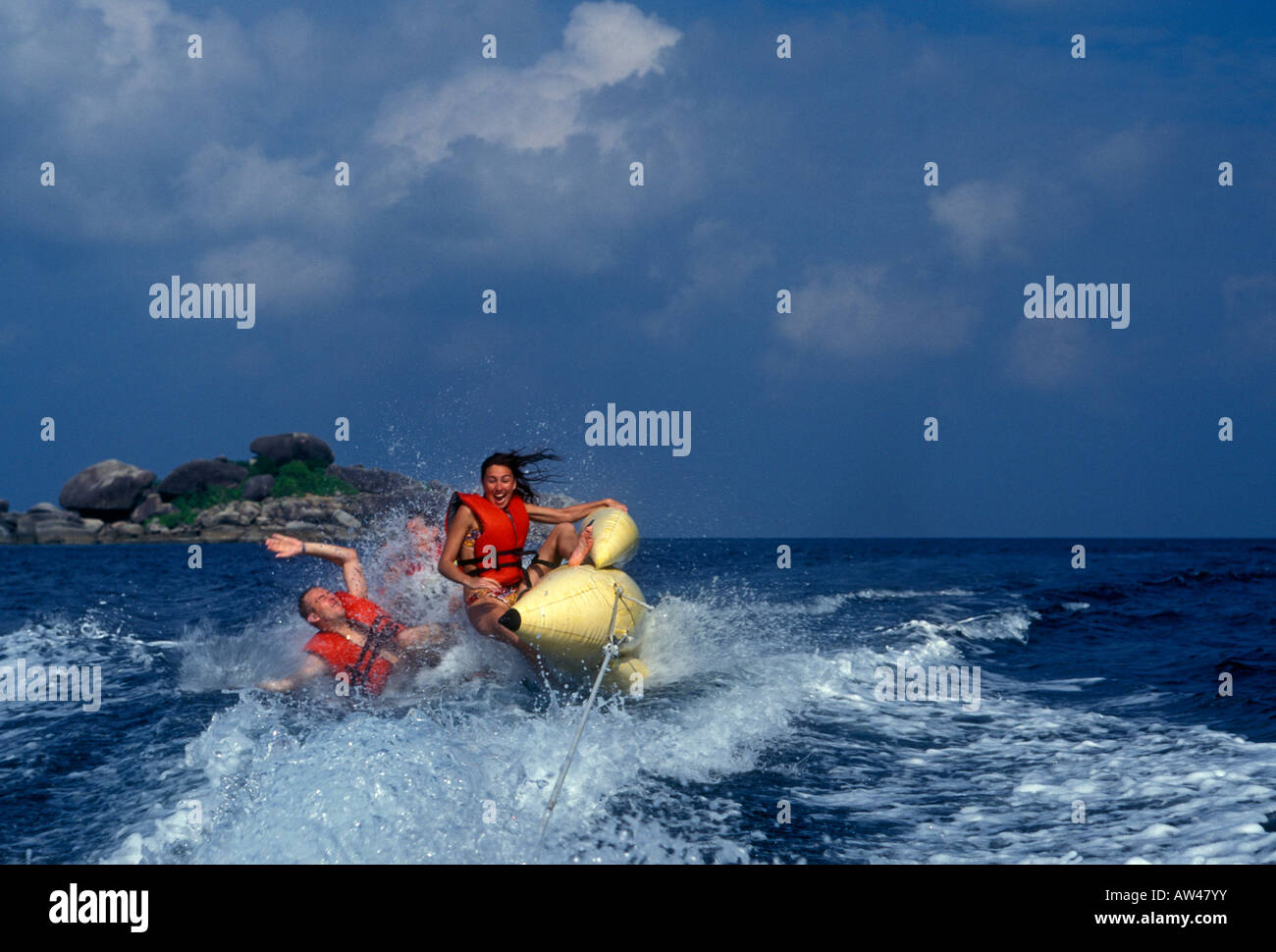 people, tourists, banana boat, banana boat ride, Ko Similan Island ...