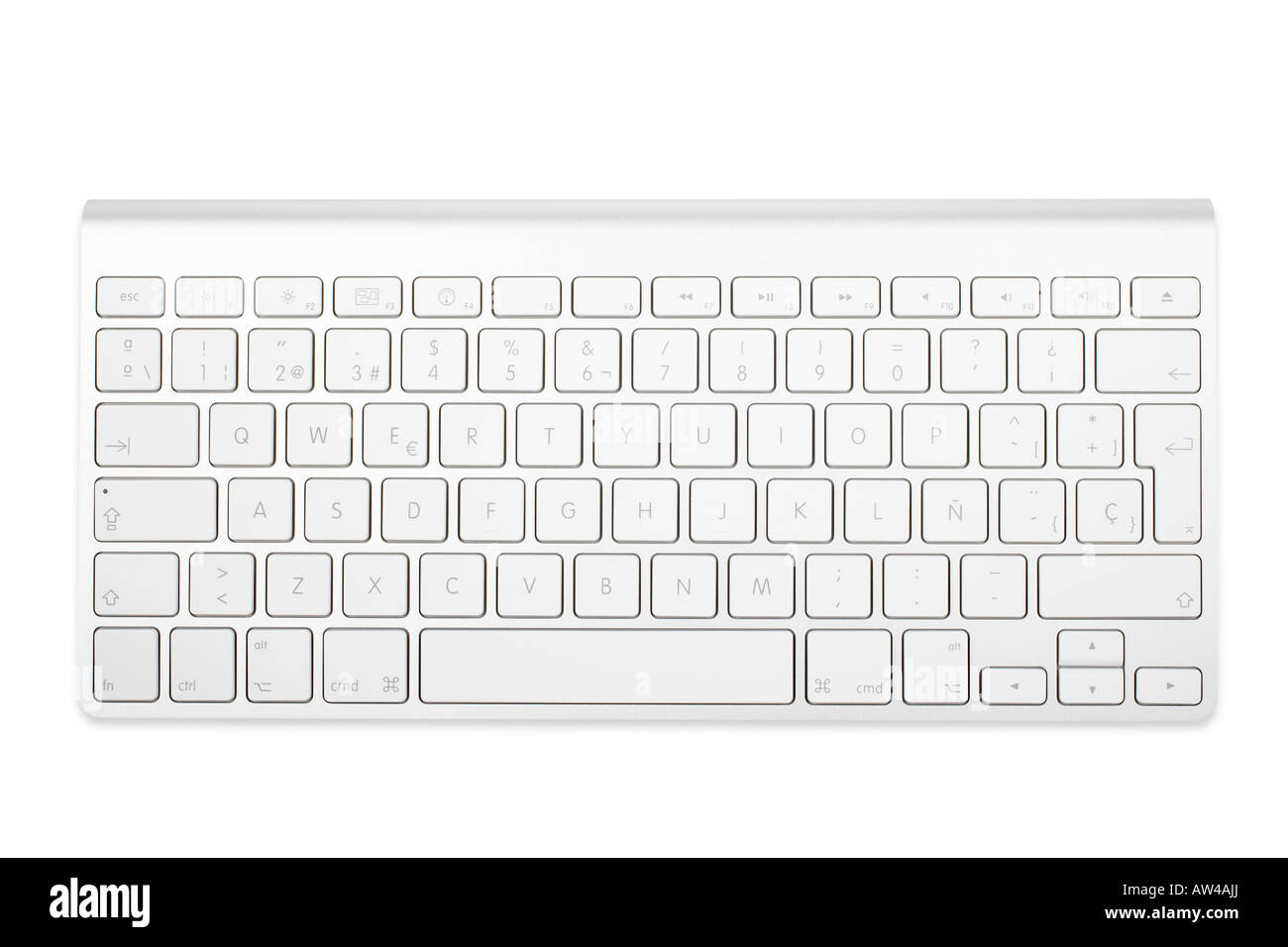 A wireless aluminum keyboard with soft shadow on white background Stock ...