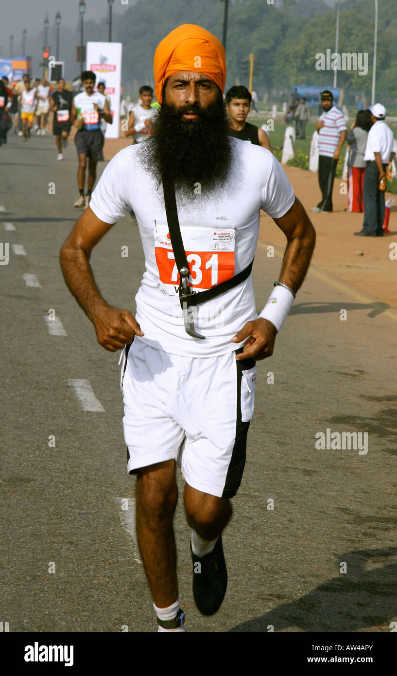 sikh man at the marathon delhi india Stock Photo - Alamy