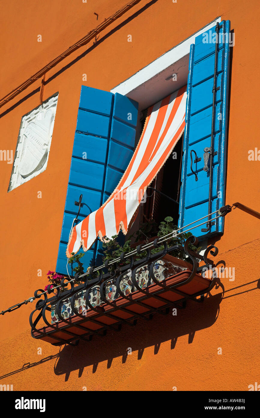 Blue shutters on window, Burano, Italy Stock Photo - Alamy
