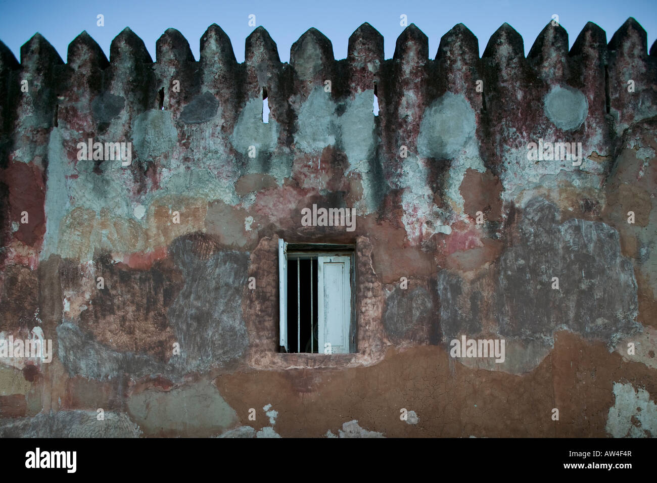 Africa Kenya Mombasa Fading red walls at dusk inside Fort Jesus a ...