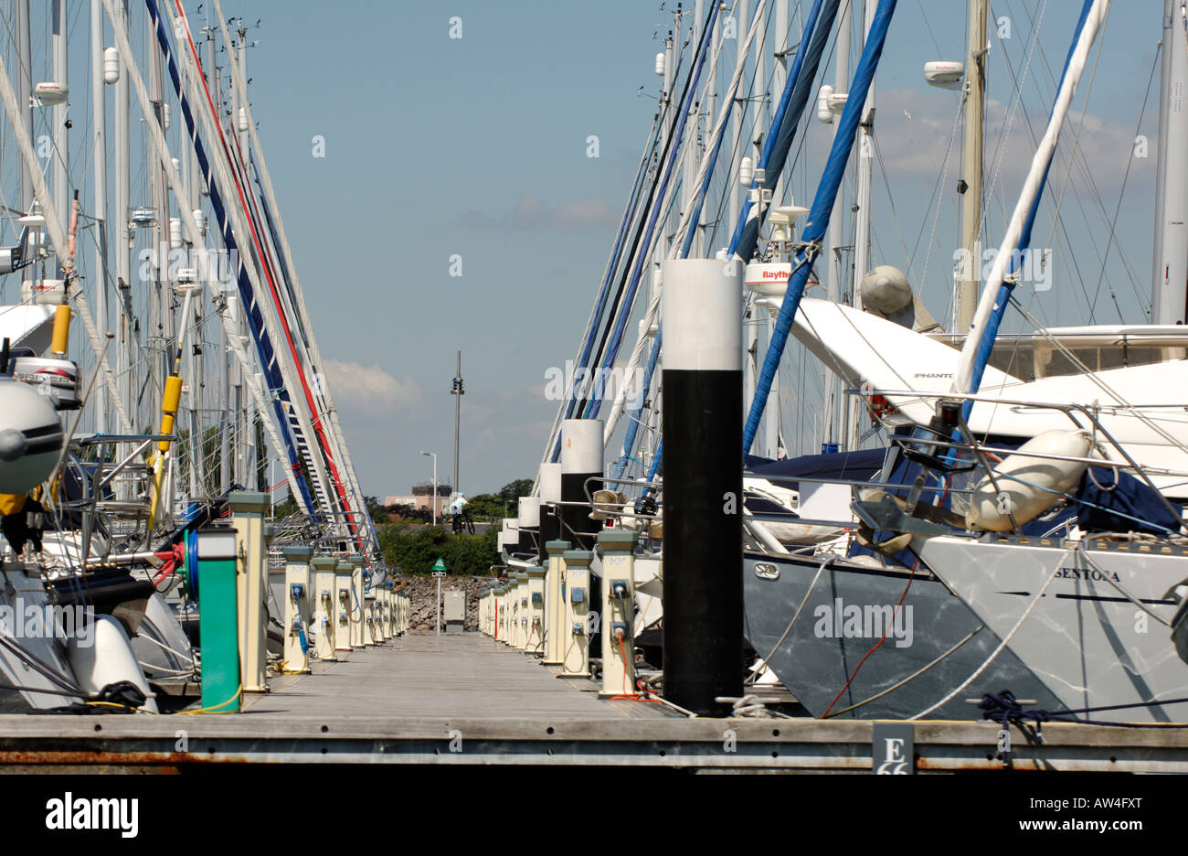 a jetty pontoon in a modern yacht marina showing the jetties with ...