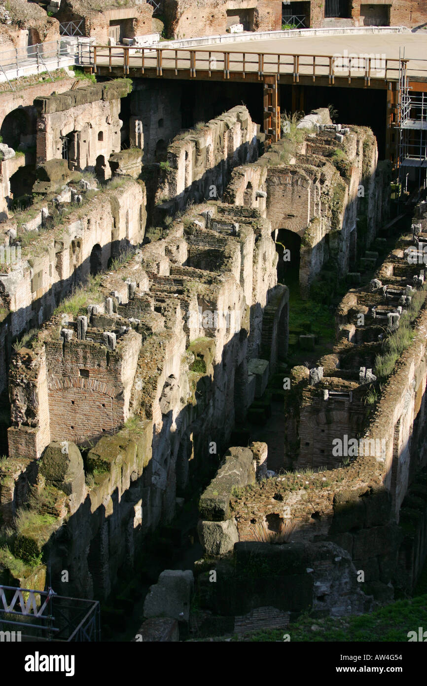 Aerial view of the remains of the floor and underground chambers of the ...