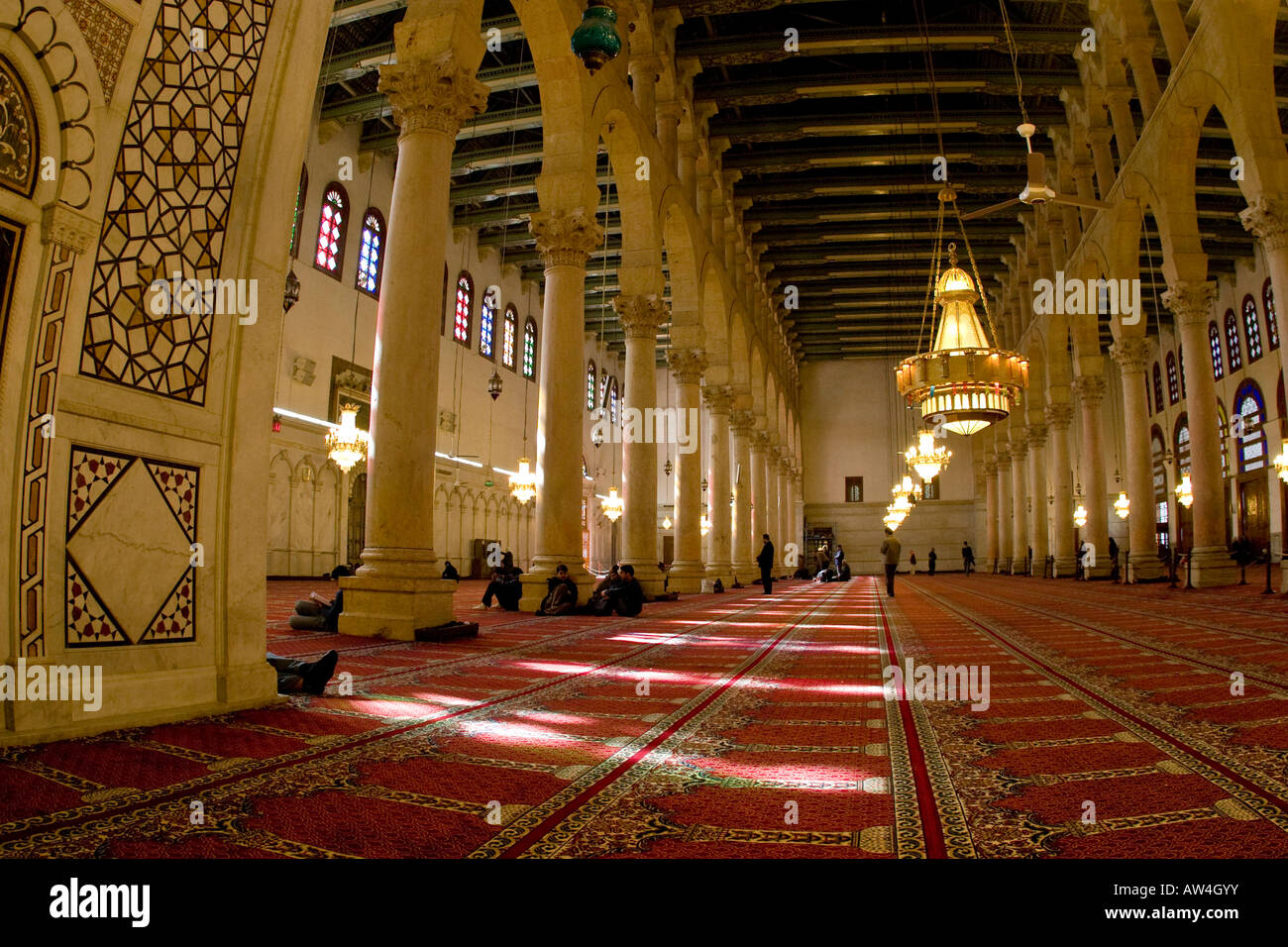 the interior of the Omayyad Mosque in Damascus, Syria Stock Photo - Alamy