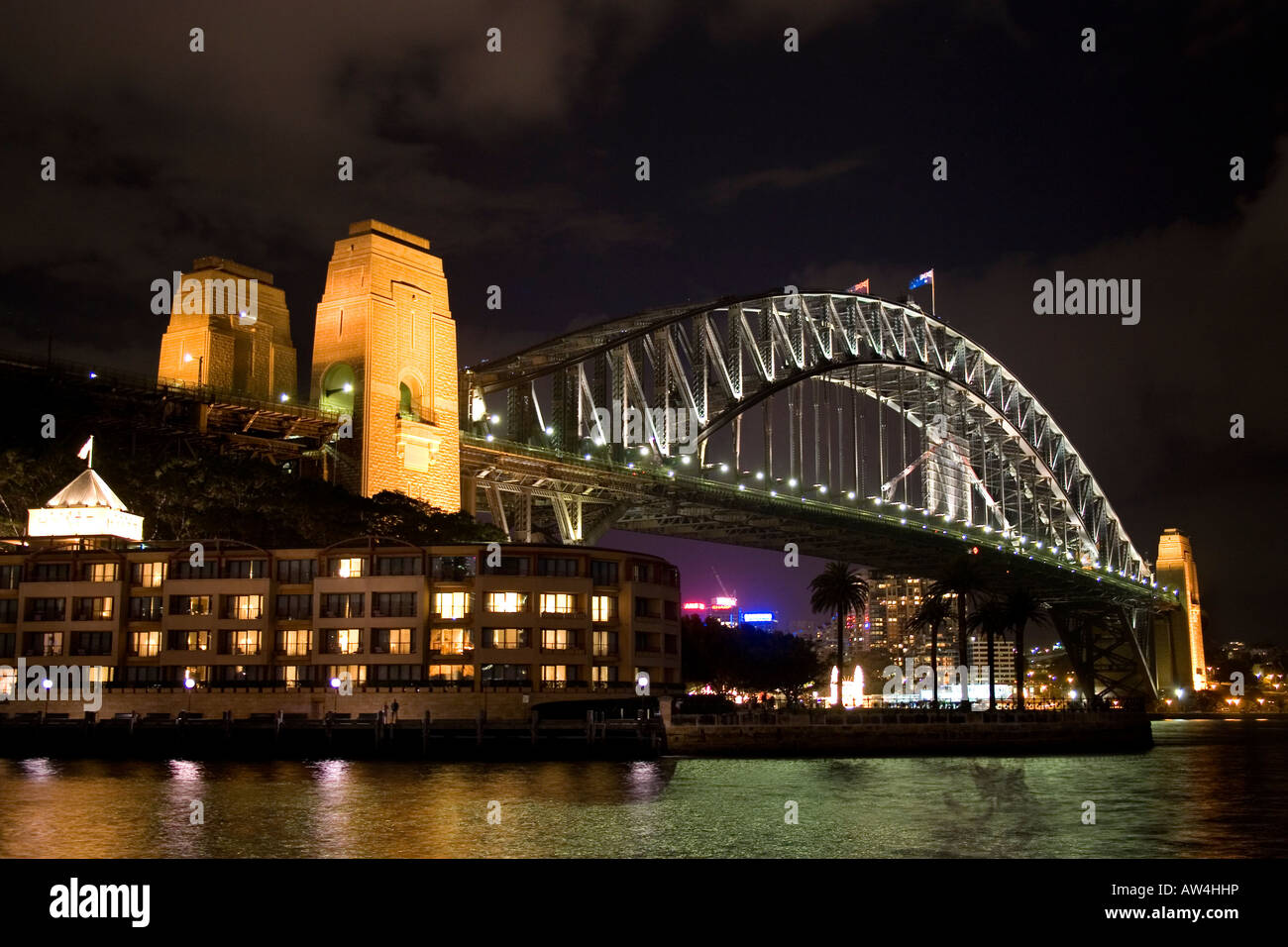Sydney harbour bridge at night taken from Circular Quay Stock Photo - Alamy