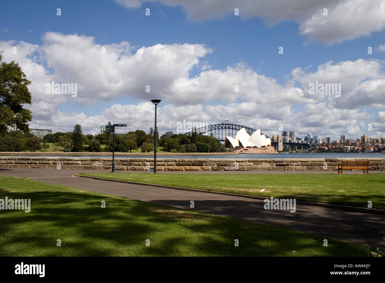 View of the Sydney harbour, the opera house and the harbour bridge from ...