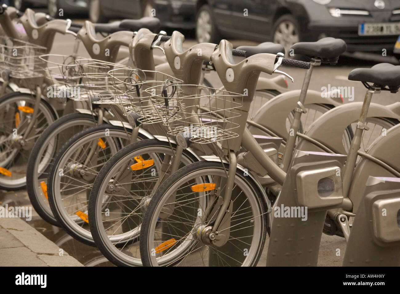Velib bikes in Paris for rent Stock Photo - Alamy