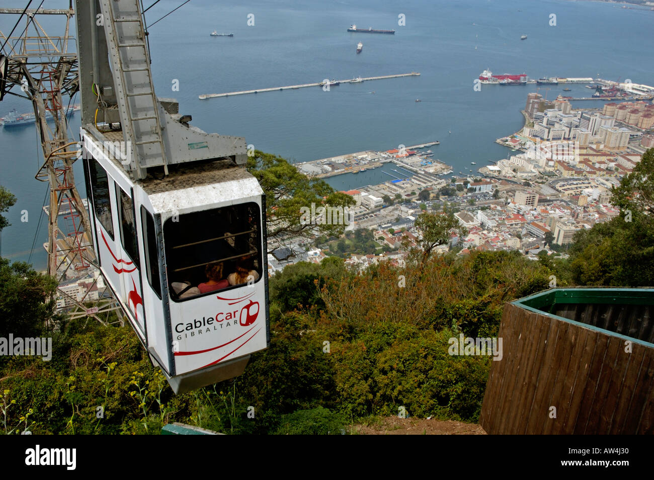 Cable car ascending the Rock of Gibraltar, Gibraltar Stock Photo - Alamy