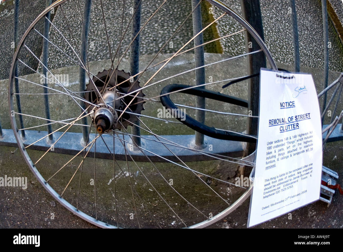 Bike removal notice hi-res stock photography and images - Alamy