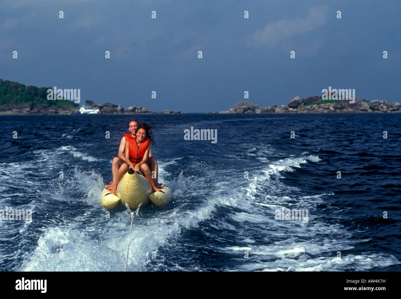 people, tourists, banana boat, banana boat ride, Ko Similan Island ...