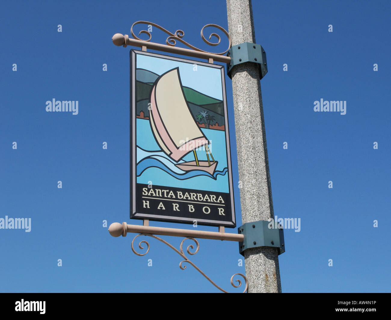 Santa Barbara, California, USA Lamp post banner Stock Photo - Alamy