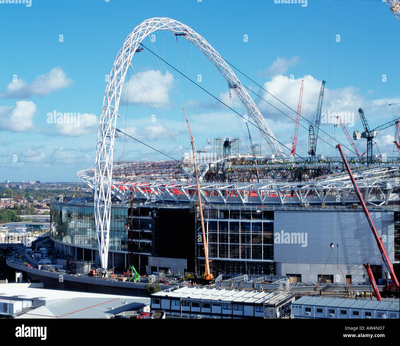 Wembley Stadium under construction November 2005 aerial view Stock ...
