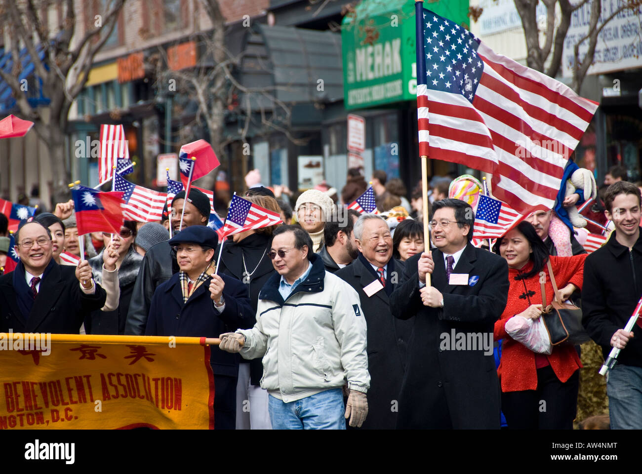 Chinese parade american flag hi-res stock photography and images - Alamy