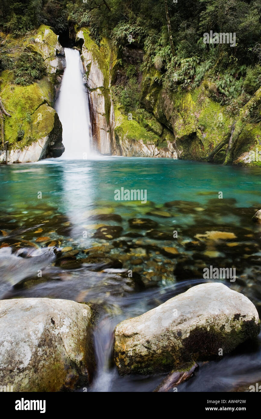 giants gate waterfall on milford track Stock Photo - Alamy