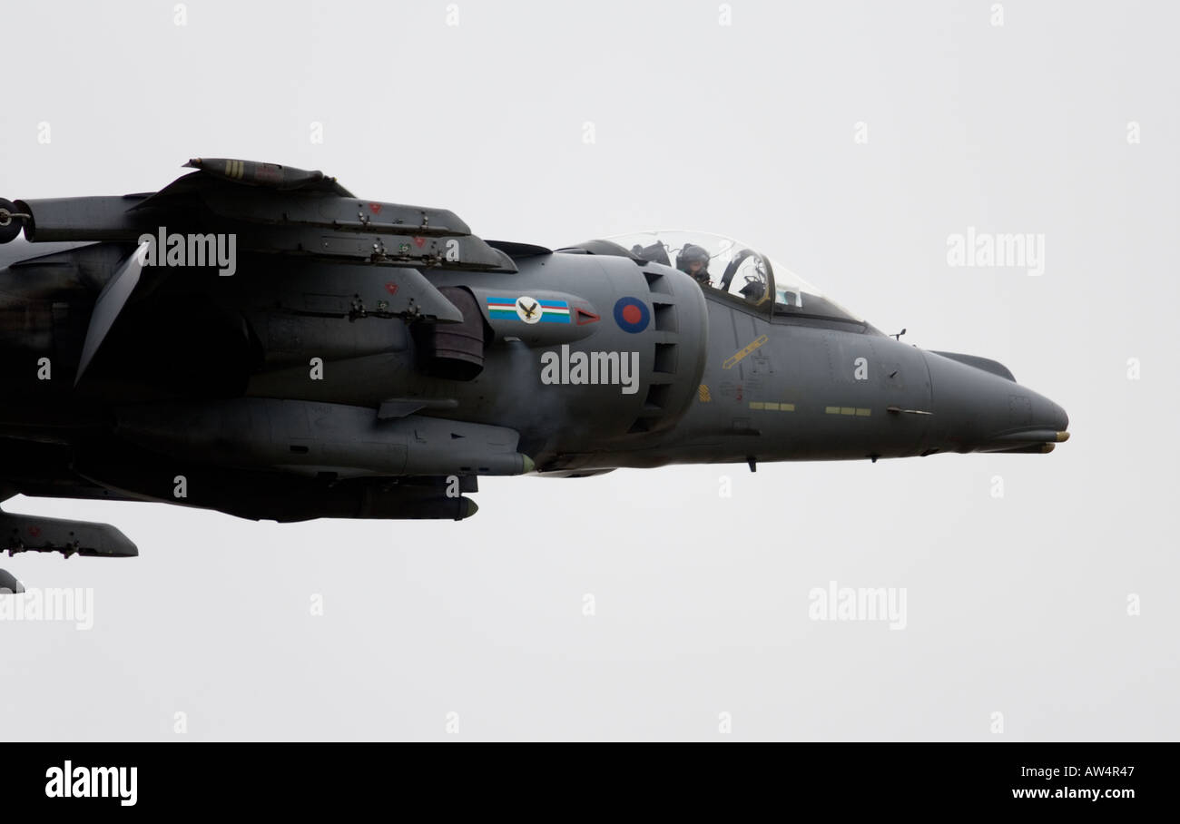Close up of a Harrier Jump Jet cockpit in flight with pilot looking at ...